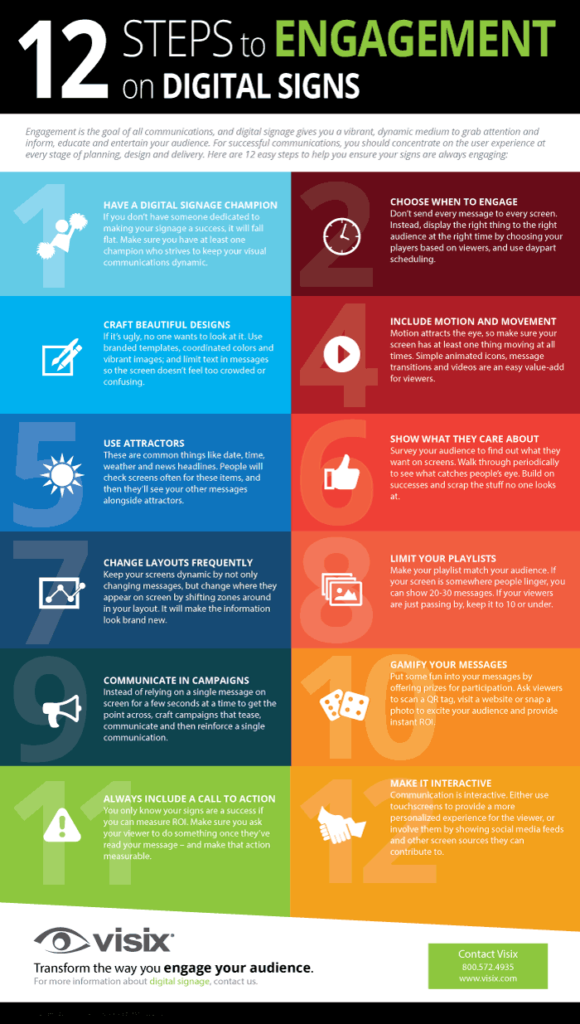 12 Steps to Engagement on Digital Signs | Free Infographic | Visix