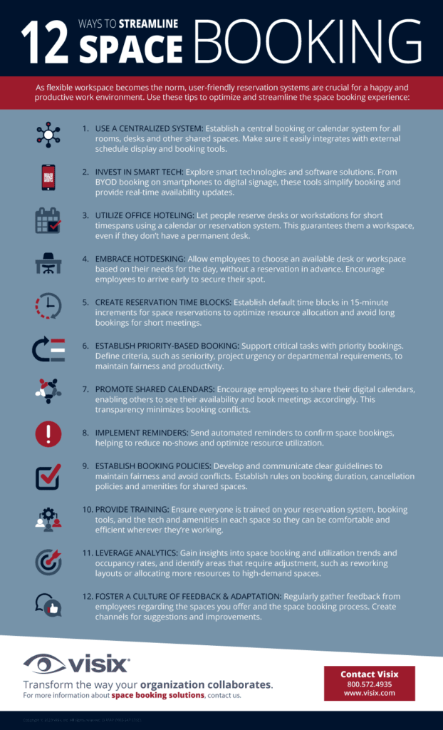 12 Ways to Streamline Space Booking | Free Infographic | Visix